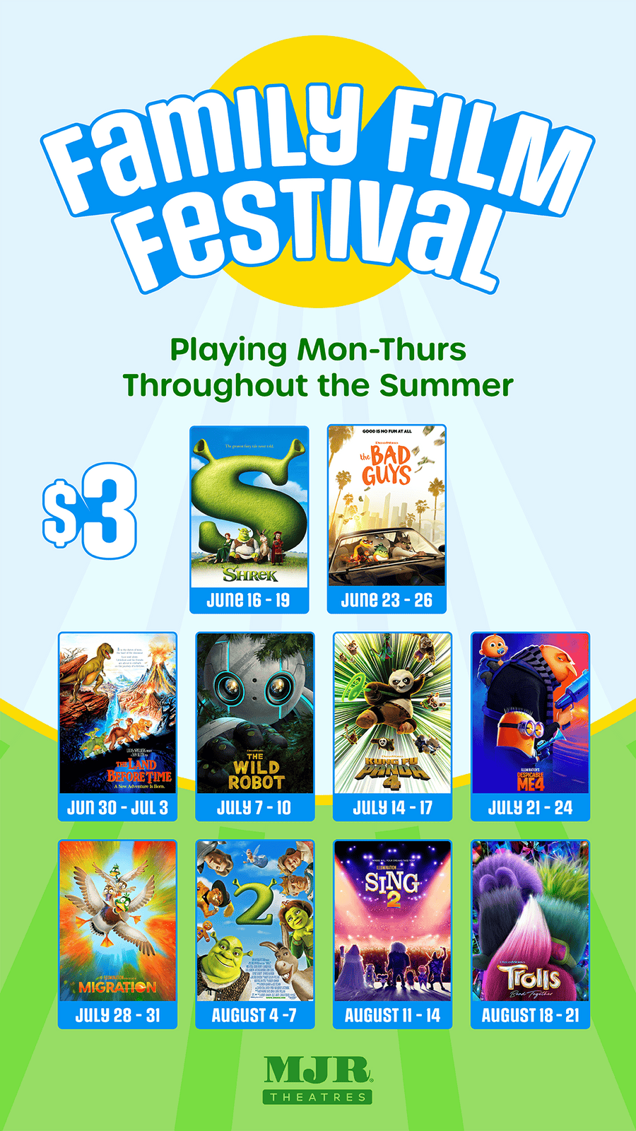 🎬 $3 MJR Theatres Family Film Festival – Summer 2025 | Metro Detroit Mommy